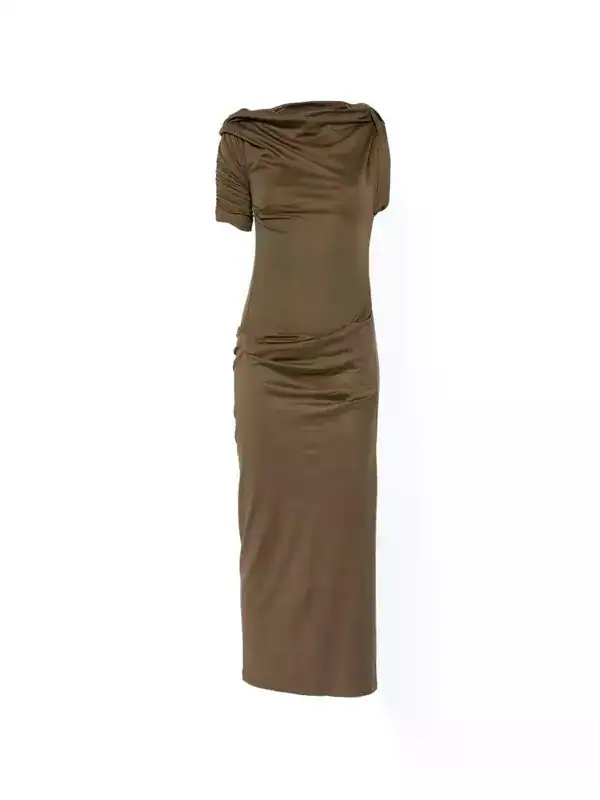Jacquemus Draped One-shoulder Midi Dress - Green