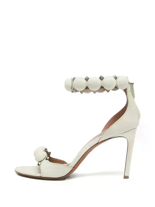 AlaïA Cream Beaded Leather Sandals - White | Editorialist
