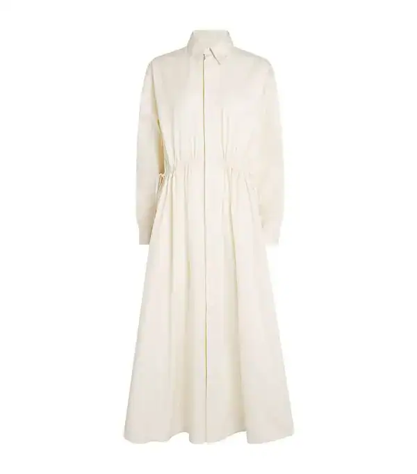 Polo Ralph Lauren Cotton Cinched Maxi Shirt Dress - Ivory | Editorialist