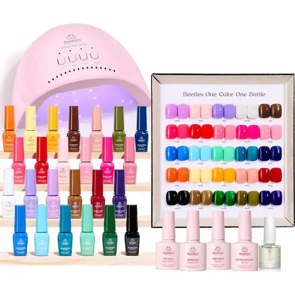 Beetles 25 Color 45 Pcs Fall Gel Nail Manicure Studio Kit With Uv Light ...