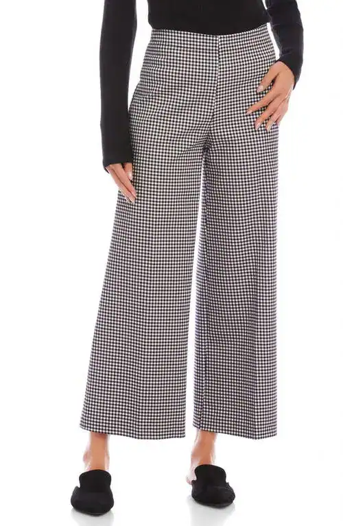 Karen Kane Crop Wide Leg Pants - Black Check | Editorialist