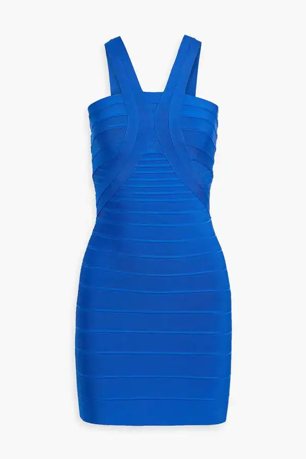 blue dress for baby girl ICON SCOOP NECK MIDI DRESS – HERVÉ LÉGER main image 0