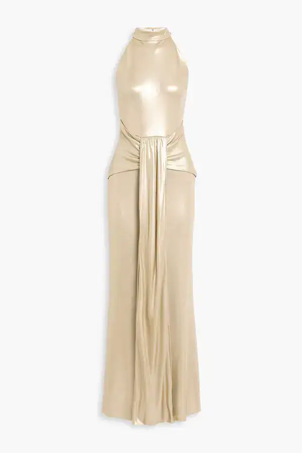 Chiara Boni La Petite Robe Loowin Draped Lamé Gown In Platinum - 55% ...