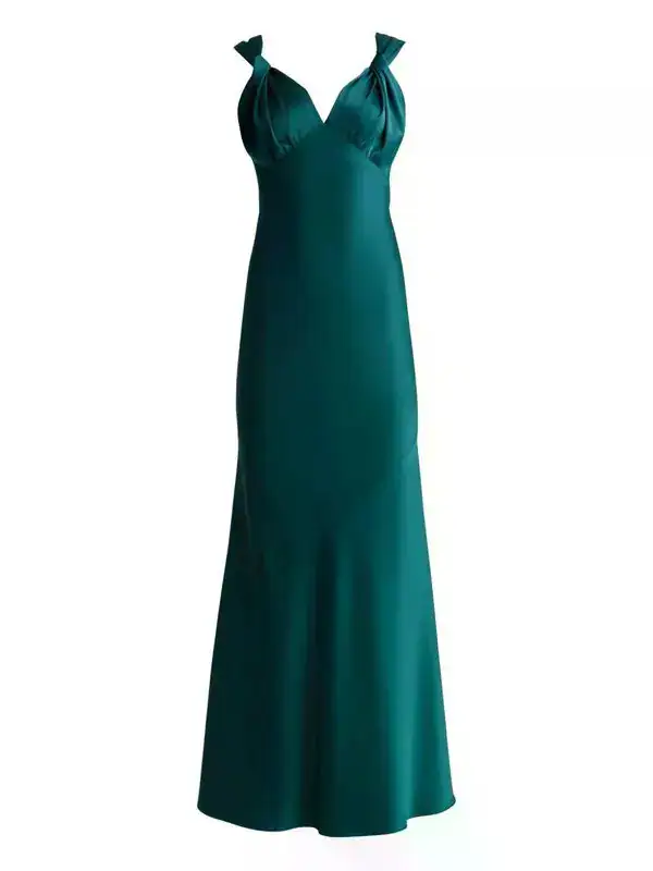 St. John V-Neck Gown - Green | Editorialist