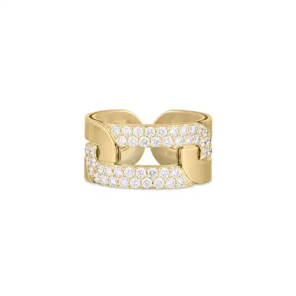 Roberto Coin 18k Yellow Gold Navarra Diamond Link Wide Ring - Yg ...