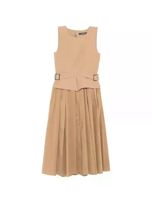 karl lagerfeld drop waist dress Karl Lagerfeld Paris Women's Sleeveless Bow Strap Square Neck Midi Dress - Fuchsia main image 1