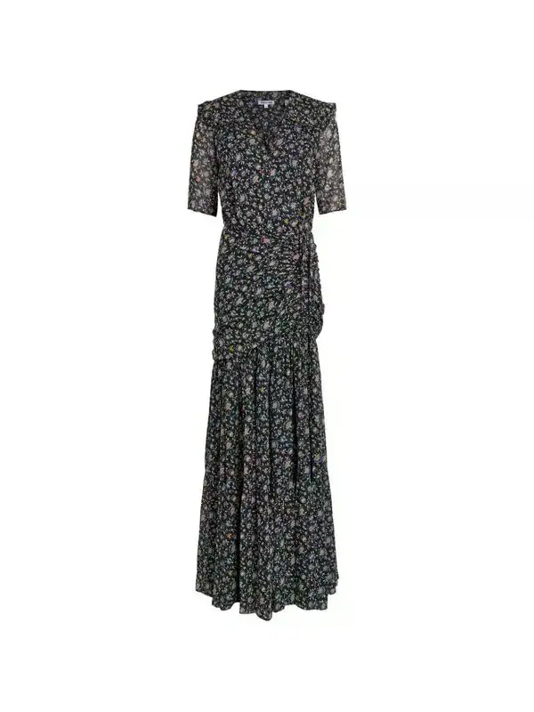 black and green long dress Green Floral Flowy Dress