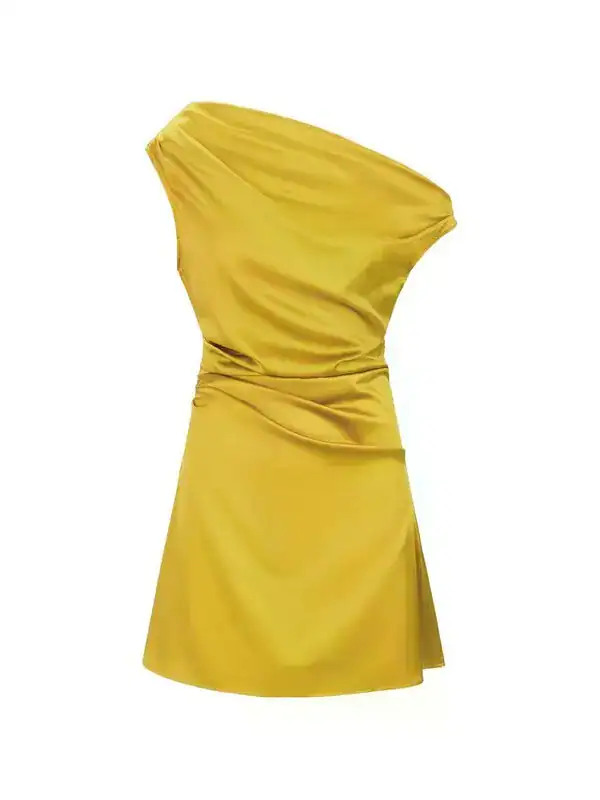 Staud One-Shoulder Mini Dress - Yellow