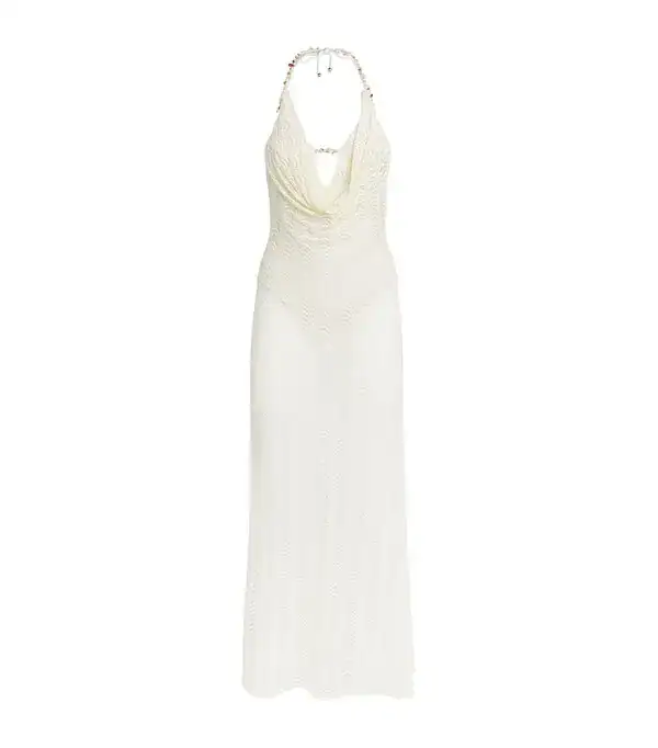 Patbo Wave Mesh Midi Dress - Ivory | Editorialist
