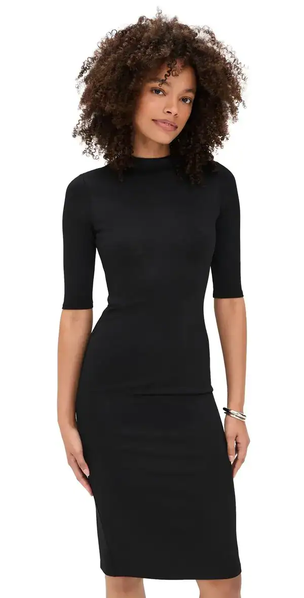 green emerald velvet dress S3333 Mock Neck Dress with Thumb Holes – Twist Boutique main image 1