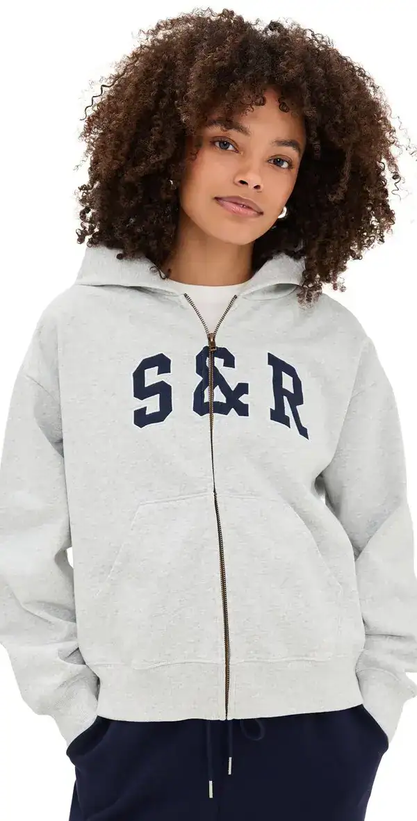 Sporty & Rich R Ivy Zip Hoodie - Heather Gray | Editorialist