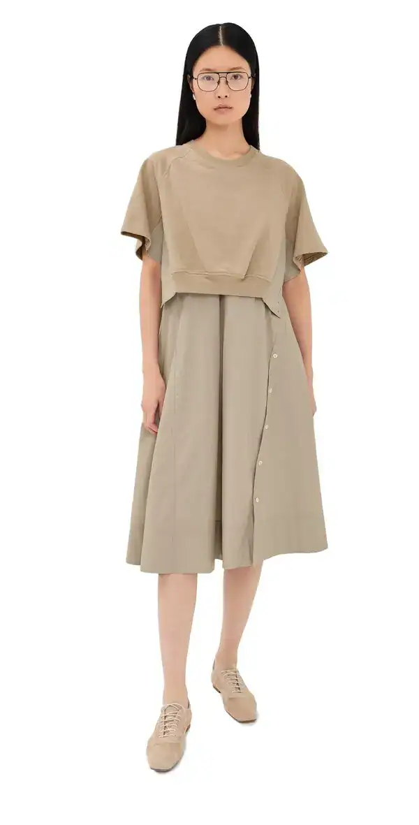 knee length dresses for ladies French Terry Midi Dress with Drawstring – iconic luxe
