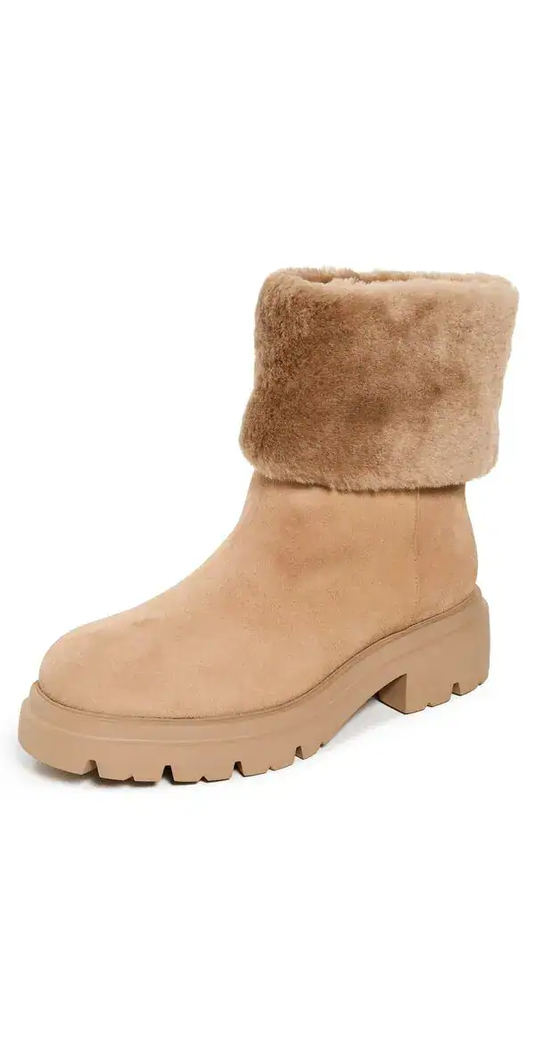 Stuart Weitzman Hudson Shearling Bootie - New Camel | Editorialist