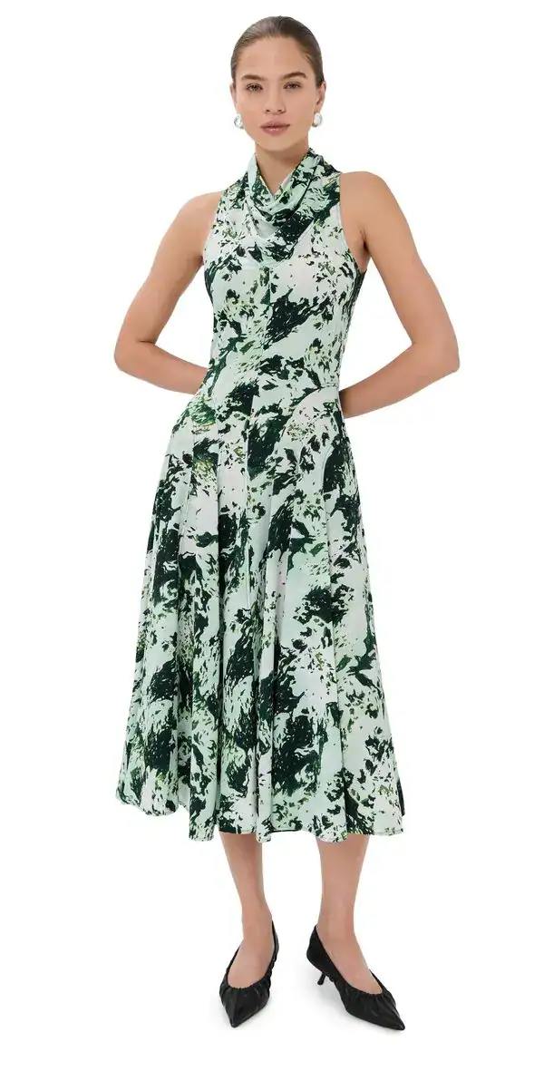 Proenza Schouler Adelaide Printed Midi Dress - Dark Green Multi |  Editorialist