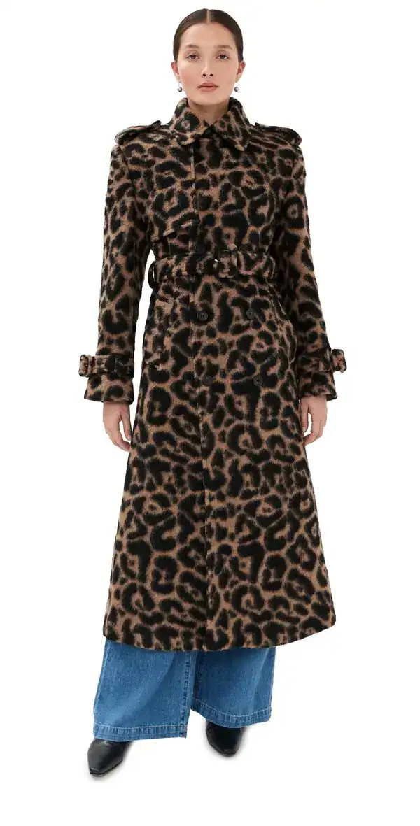 Simkhai Rumi Belted Long Coat - Leopard | Editorialist