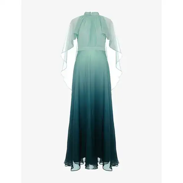Phase Eight Womens Teal Aspen Flower-Appliqu Woven Maxi Cape Dress 12
