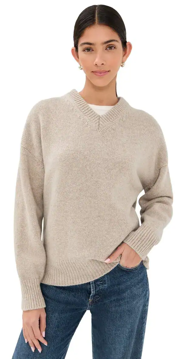 Daughter Balla V Neck Pullover - Oat | Editorialist