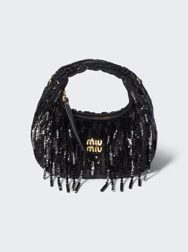 Miu Miu Mini Wander Wicker Shoulder Bag - Black | Editorialist