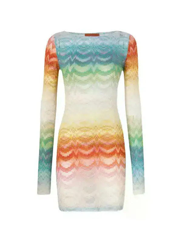 fitted lace wedding dress Missoni Long Sleeve Mini Dress
