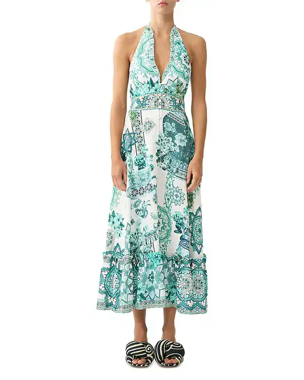 Camilla Linen Halter Midi Dress - Balearic Bebe | Editorialist