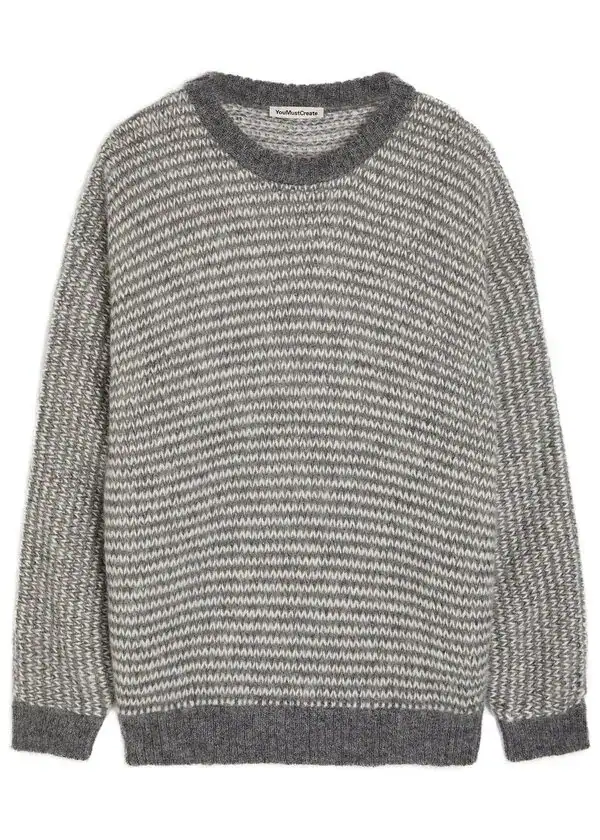 You Must Create T Shape Striped Wool-Blend Jumper - Grey | Editorialist