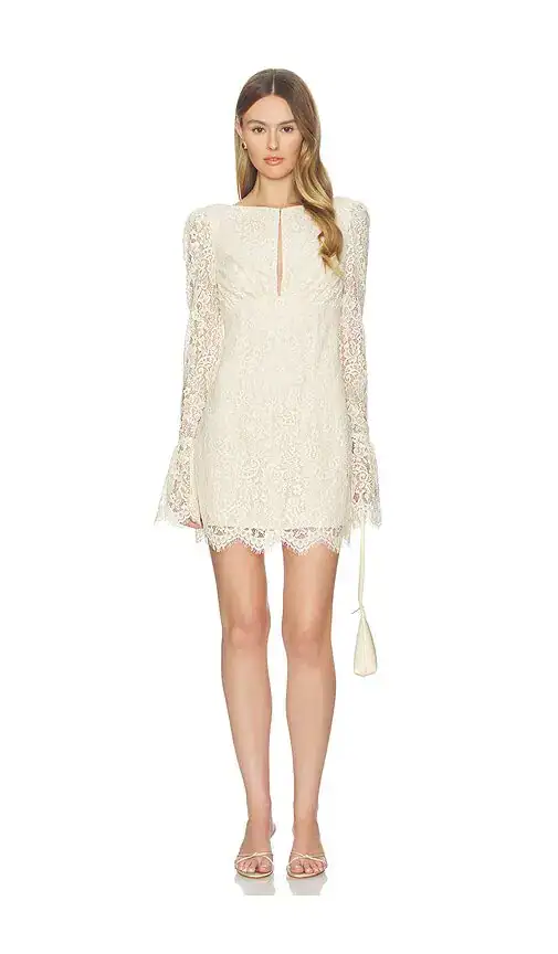 Tularosa Clarissa Lace Mini Dress With Front Cut-out - Ivory | Editorialist