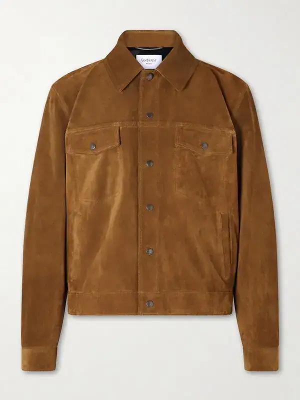 Saint Laurent Suede Jacket In Brown | Editorialist