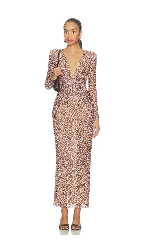 Patbo Panthera Tulle Maxi Dress In Brown - 20% Off | Editorialist