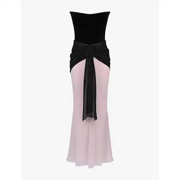 House Of Cb Velvet And Chiffon Maxi Dress - Black | Editorialist