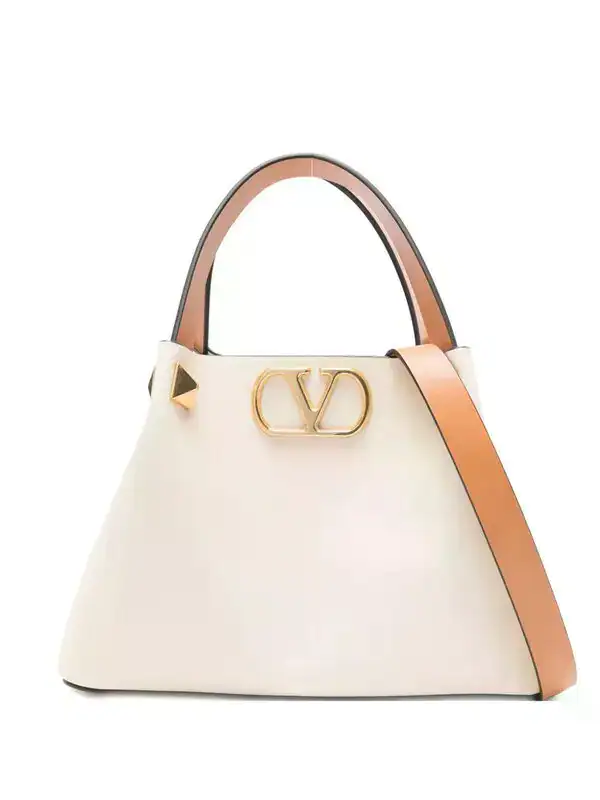 Valentino Garavani Logo Studded Tote Bag - Neutrals | Editorialist
