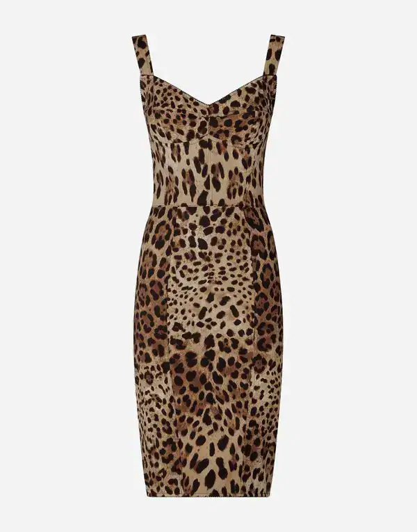 Dolce & Gabbana Leopard-Print Cady Corset-Style Midi Dress - Animal ...