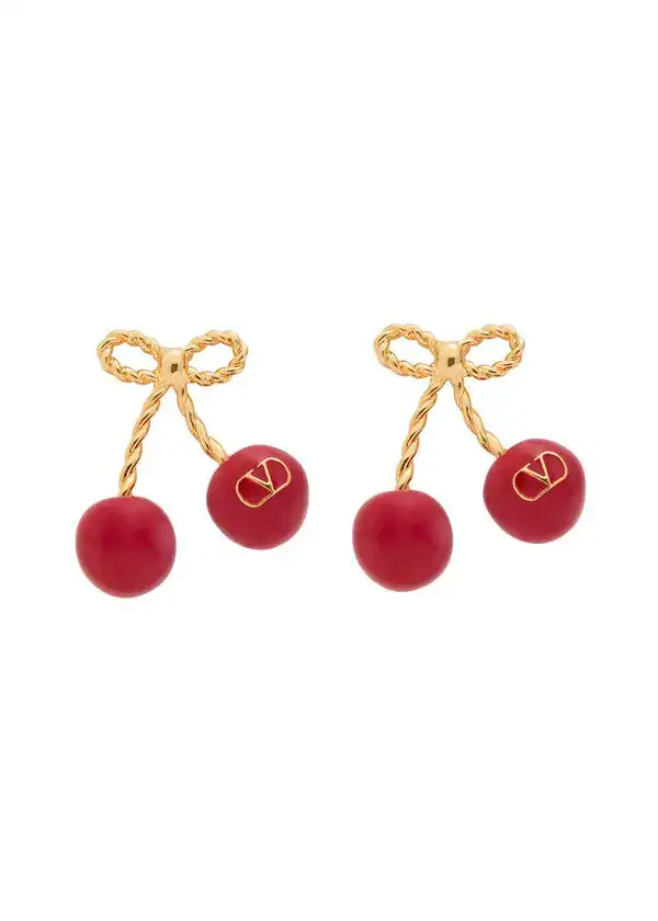Valentino Garavani Cherryfic Vlogo Drop Earrings - Red | Editorialist