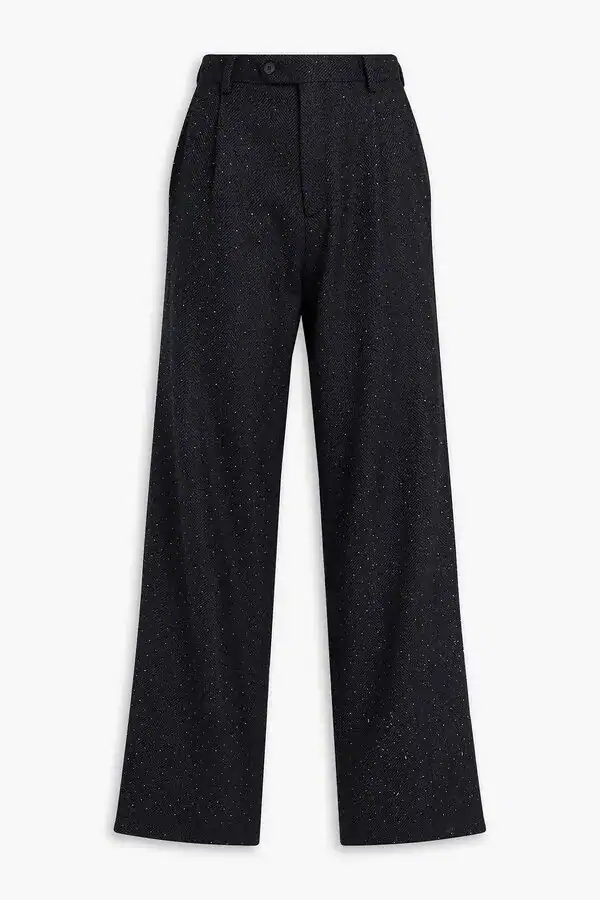 Sandro Crystalembellished Herringbone Woolflannel Straightleg Pants In ...