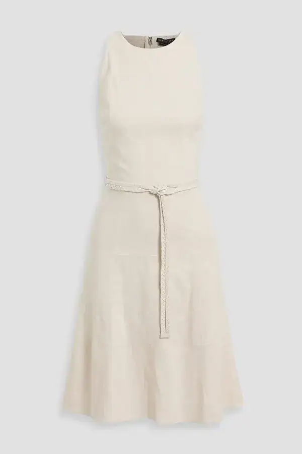 Buy Alice + Olivia Linen-blend Dress With Detachable Waist Tie - Ecru At  50% Off | Editorialist