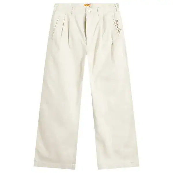 Human Made Double Pleated Wide Chino Pants - White | Editorialist