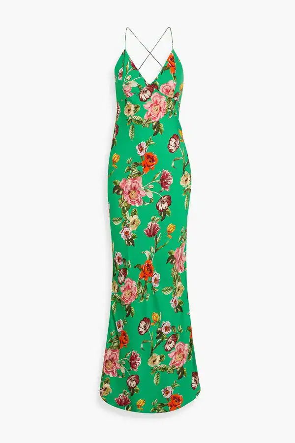 Alice + Olivia Floral-Print Crepe Maxi Dress - Green - 55% Off |  Editorialist