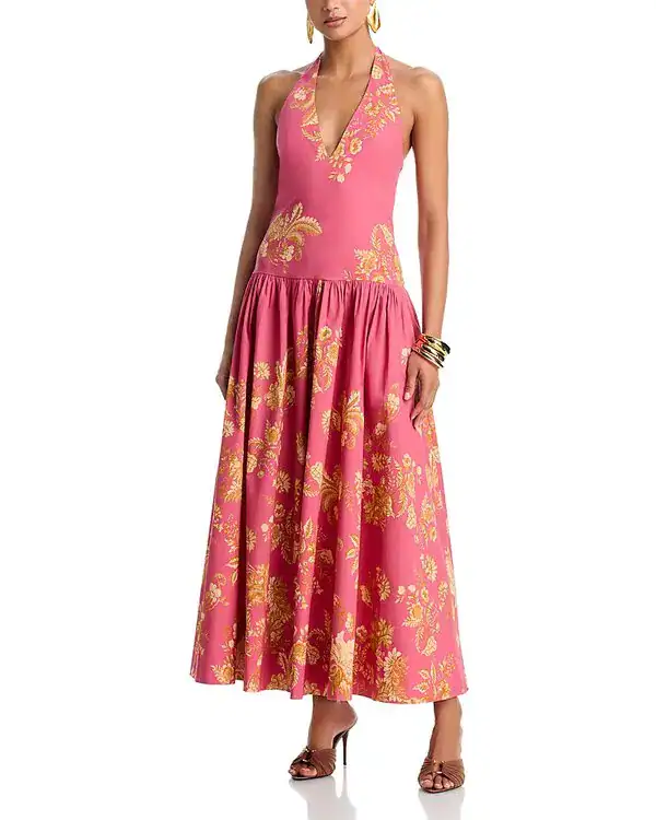Hemant & Nandita Halter Neck Maxi Dress In Multi | Editorialist