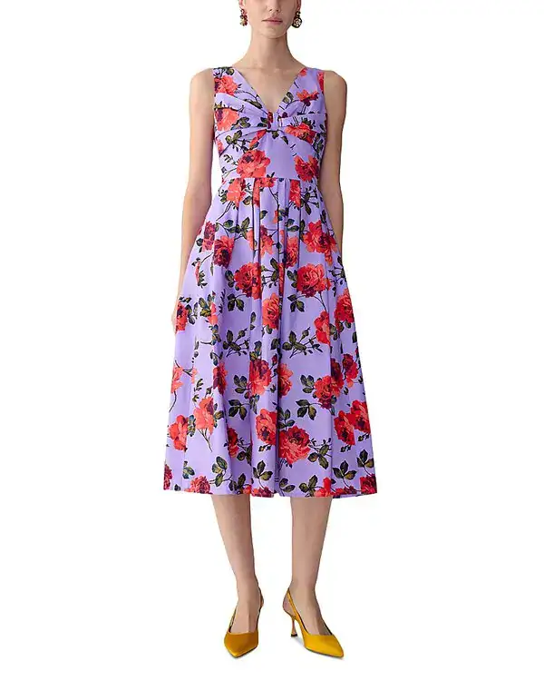 Carolina Herrera Bow Bodice A-Line Dress In Violeta Multi