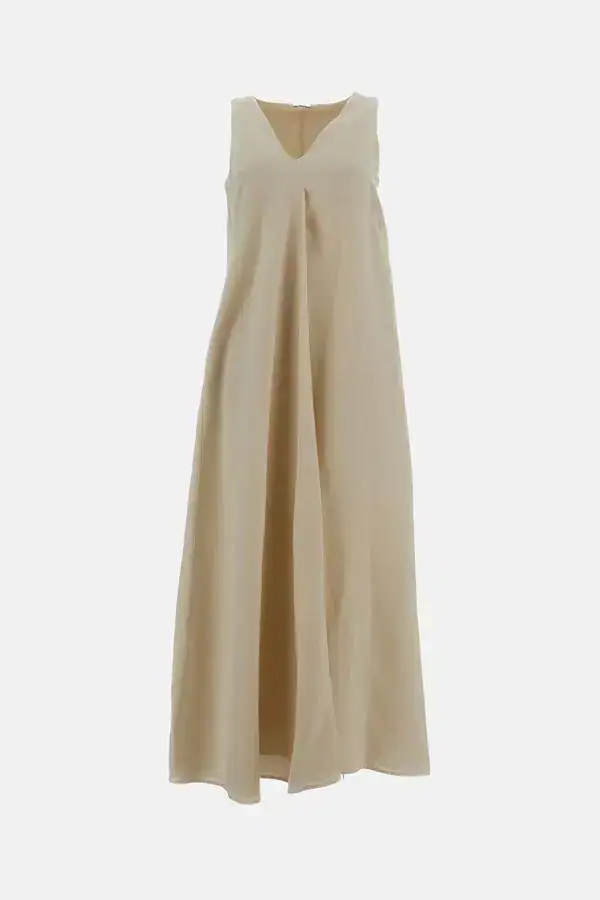 M.S.M. Milano Sleeveless Linen Maxi Dress - Beige | Editorialist