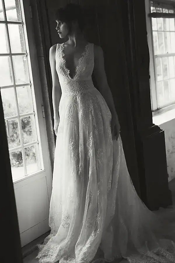 navy blue dress for baby girl Shawna Signature Black and White Wedding Dress by Brides & Tailor main image 1