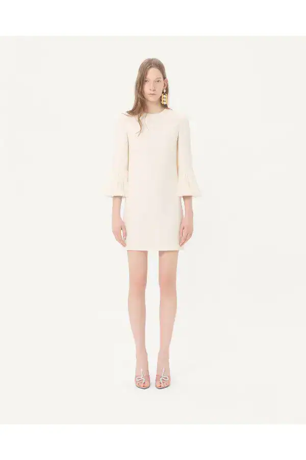 embroidered crepe couture short dress Short embroidered crepe couture dress main image 1