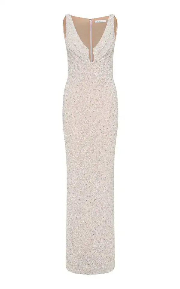 Rachel Gilbert Beaded Tulle Gown - Ivory | Editorialist