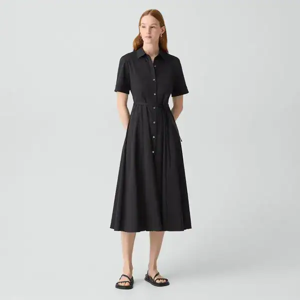 Theory Belted Shirt Dress - Black