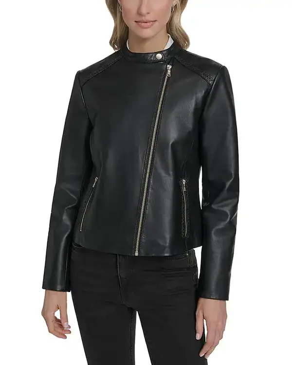 Cole Haan Racer Leather Jacket - Black | Editorialist