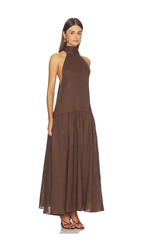 satin halter neck prom dress Halter Neck Satin Long Prom Dress with Slit – DressesTailor main image 1