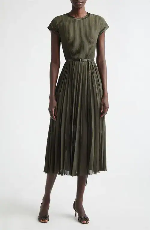 green chiffon midi dress Lime Green Chiffon Midi Dress main image 0