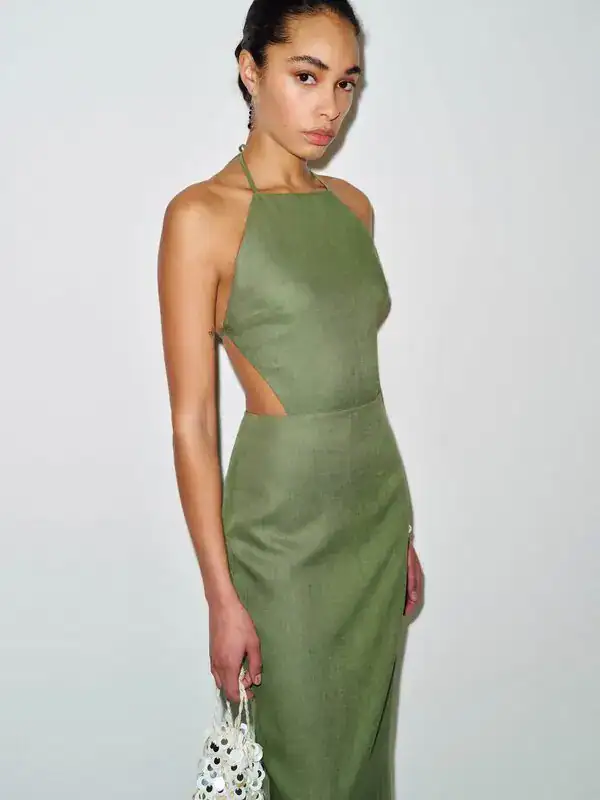 kristen doute green dress episode The Irina: Bandeau Linen Midi-Chic Women’s Dresses main image 0