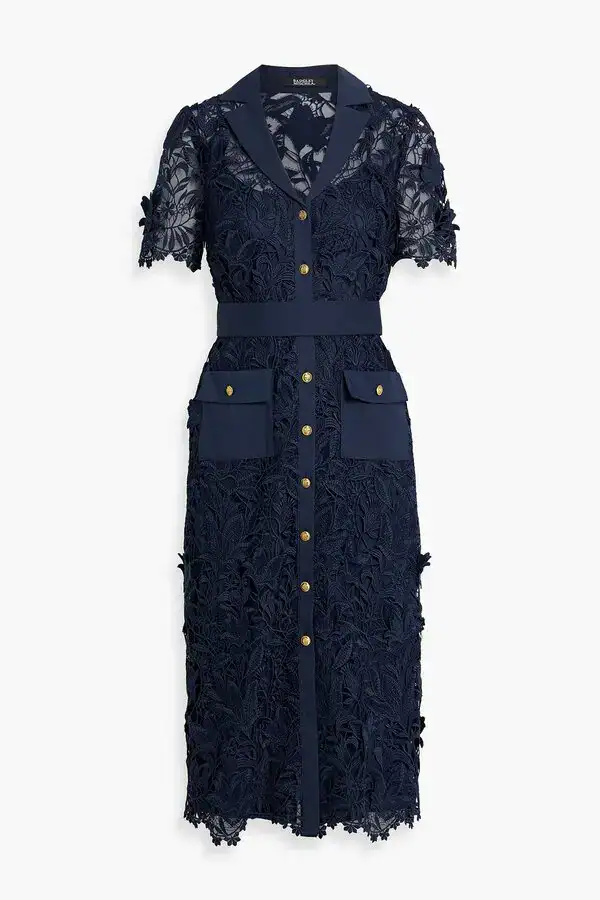 blue guipure lace dress Audrey blue guipure-lace top & skirt matching set