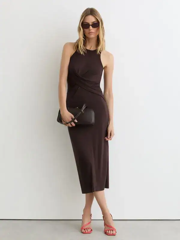 crossed halter neck dress Cross Halter Neck Maxi Dress – Odd Muse main image 1