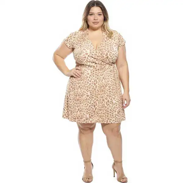 24seven Comfort Apparel Cheetah Print Side Tie Wrap Dress - Brown Multi -  31% Off | Editorialist